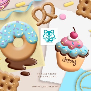Bakery Bundle,baking Clipart, Donut and Cupcakes Png, Candy Land ...
