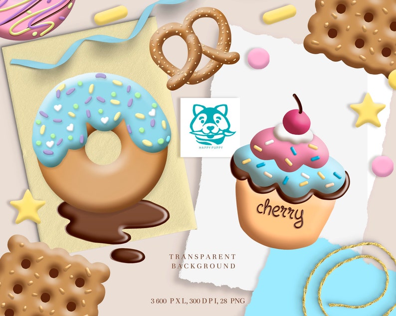 Bakery Bundle,baking Clipart, Donut and Cupcakes Png, Candy Land ...