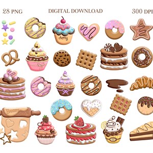 Bakery Bundle,baking Clipart, Donut and Cupcakes Png, Candy Land ...