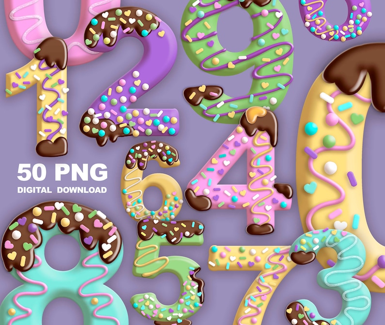 Sweet Numbers Clipart Sprinkles Clip Art Dripping Frosting - Etsy Canada
