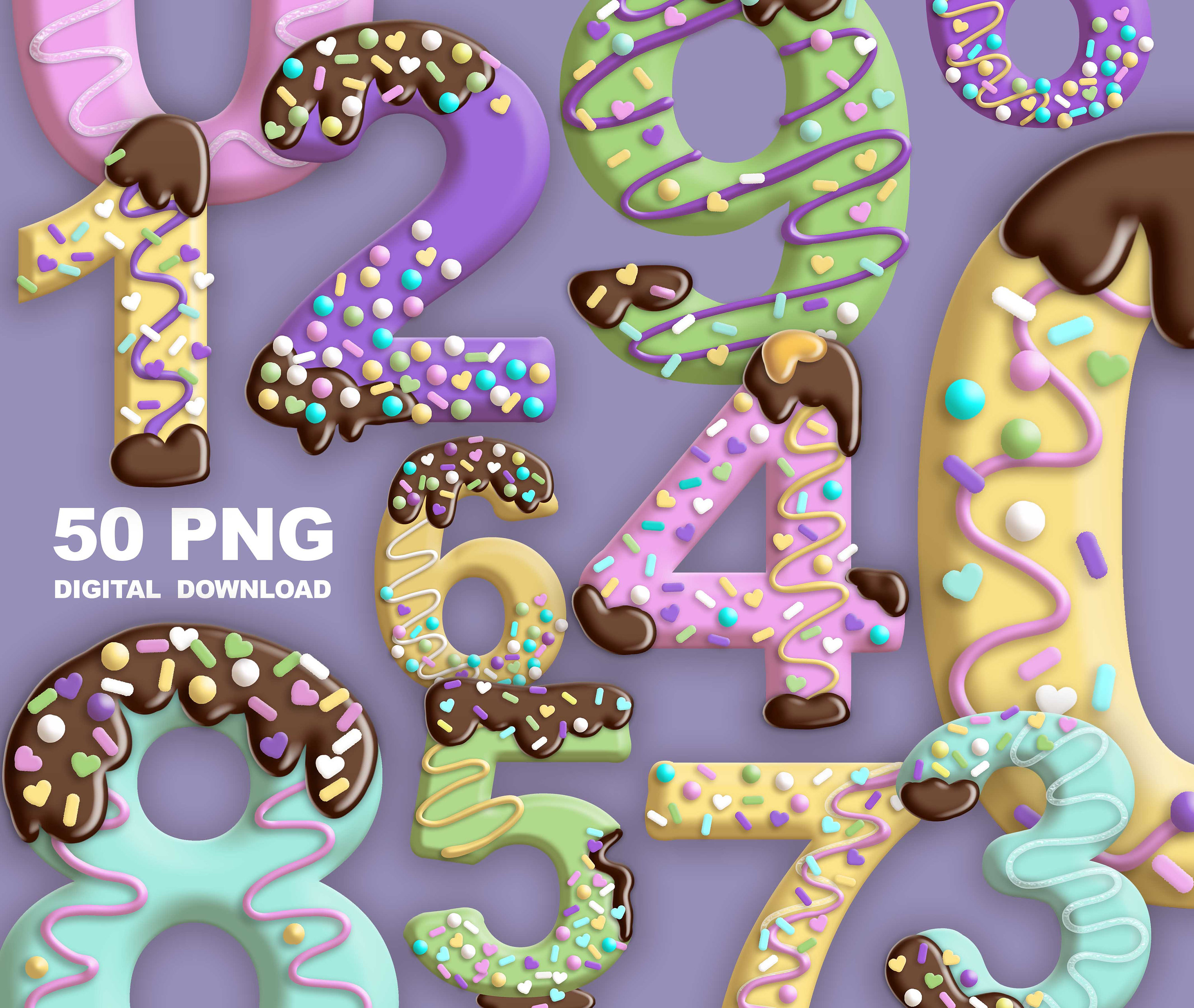 Sweet Numbers Clipart Sprinkles Clip Art Dripping Frosting | Etsy