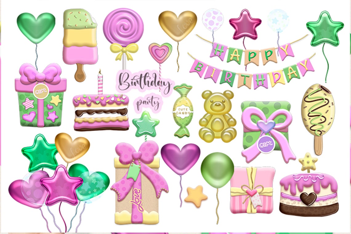 Birthday Party Clipart Birthday Numbers and Gift Box Png | Etsy
