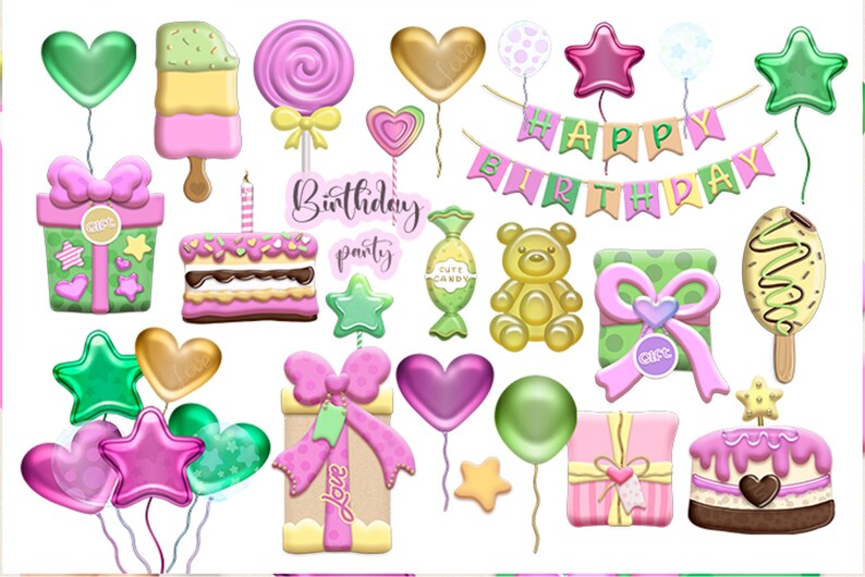 Birthday Party Clipart Birthday Numbers and Gift Box Png | Etsy