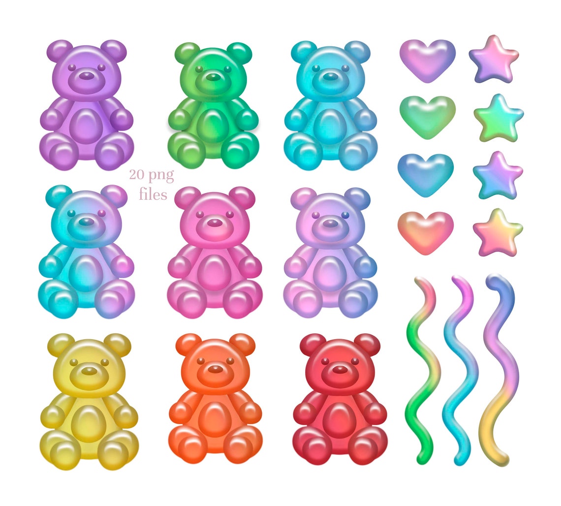 Gummy Bear Clipart Candy Clipart Rainbow Sweets Png Digital - Etsy