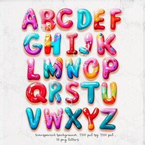 Candy Land Letters Clipart, Glaze Alphabet, Sweet ABC, DIGITAL DOWNLOAD ...