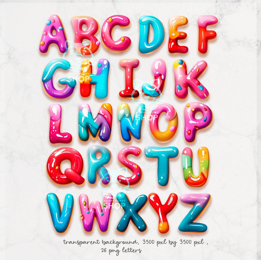 Candy Land Letters Clipart, Glaze Alphabet, Sweet ABC, DIGITAL DOWNLOAD ...