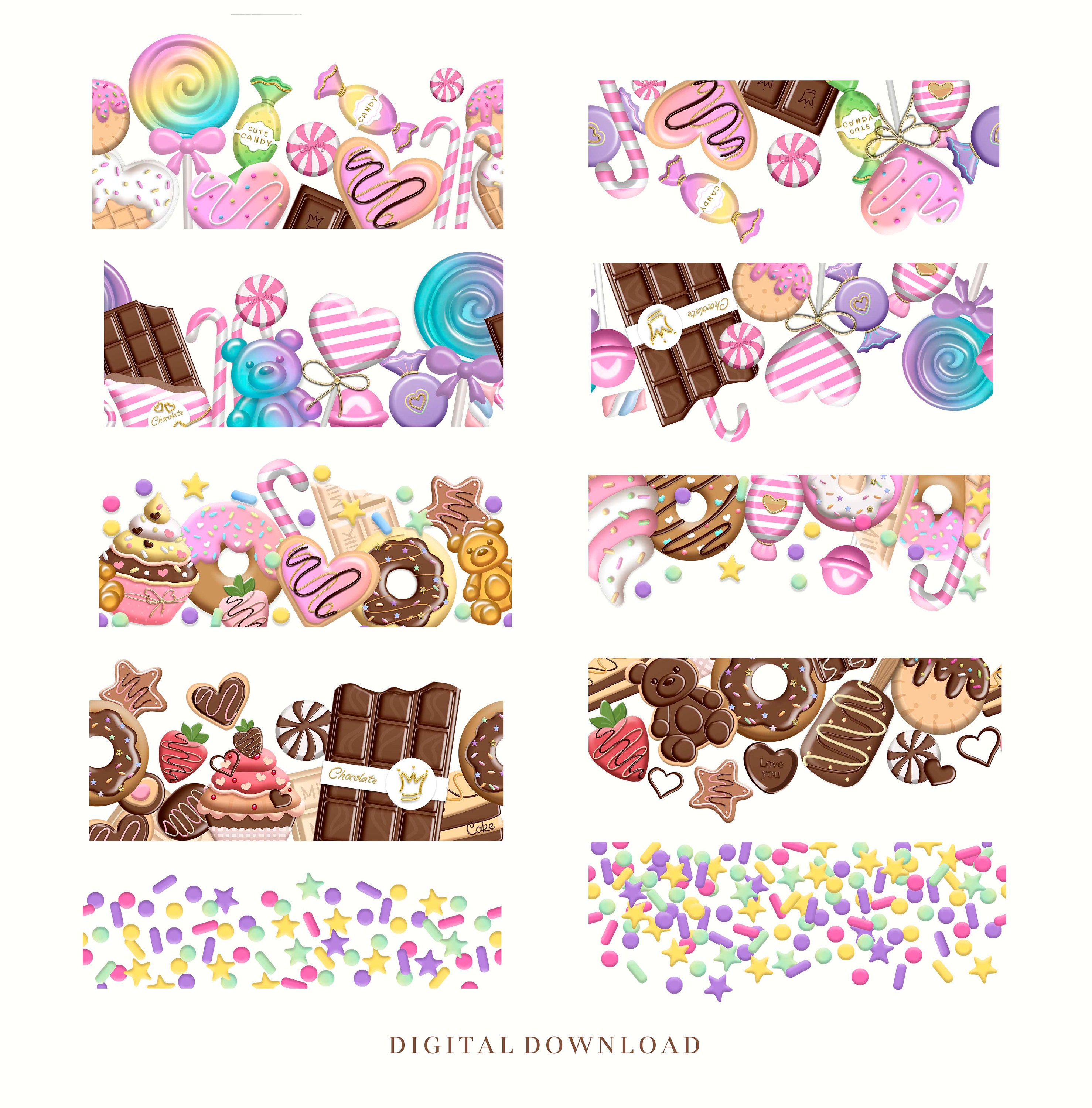 Candy clipart sweets borders INSTANT DOWNLOAD | Etsy
