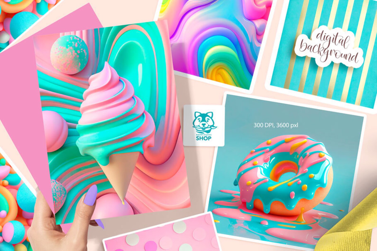 Candy and Sweets Clipart, Candy Wallpaper, Ice Cream Drip Background ...