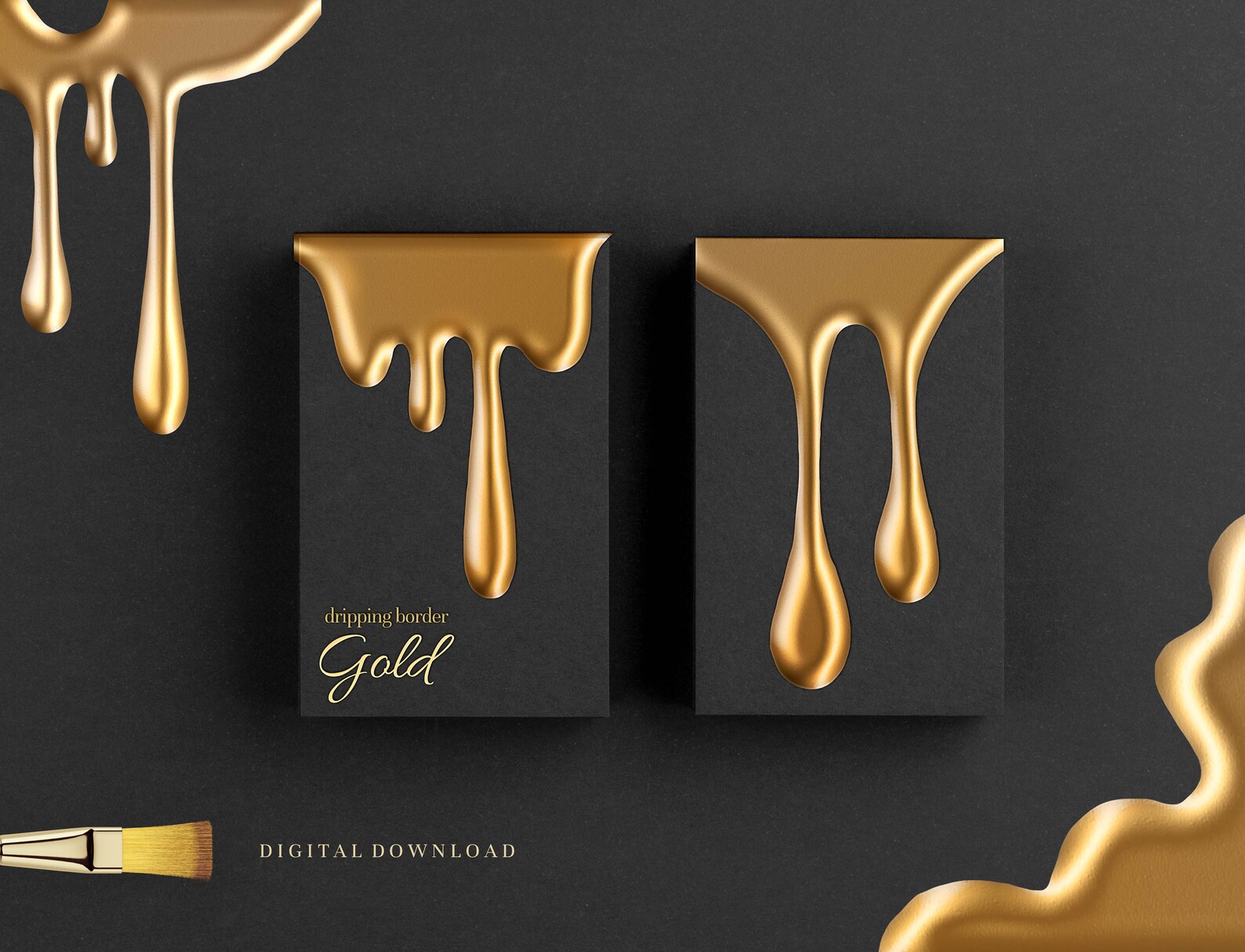 Gold Dripping Borders PNG: Clipart Overlays (digital Download) - Etsy ...
