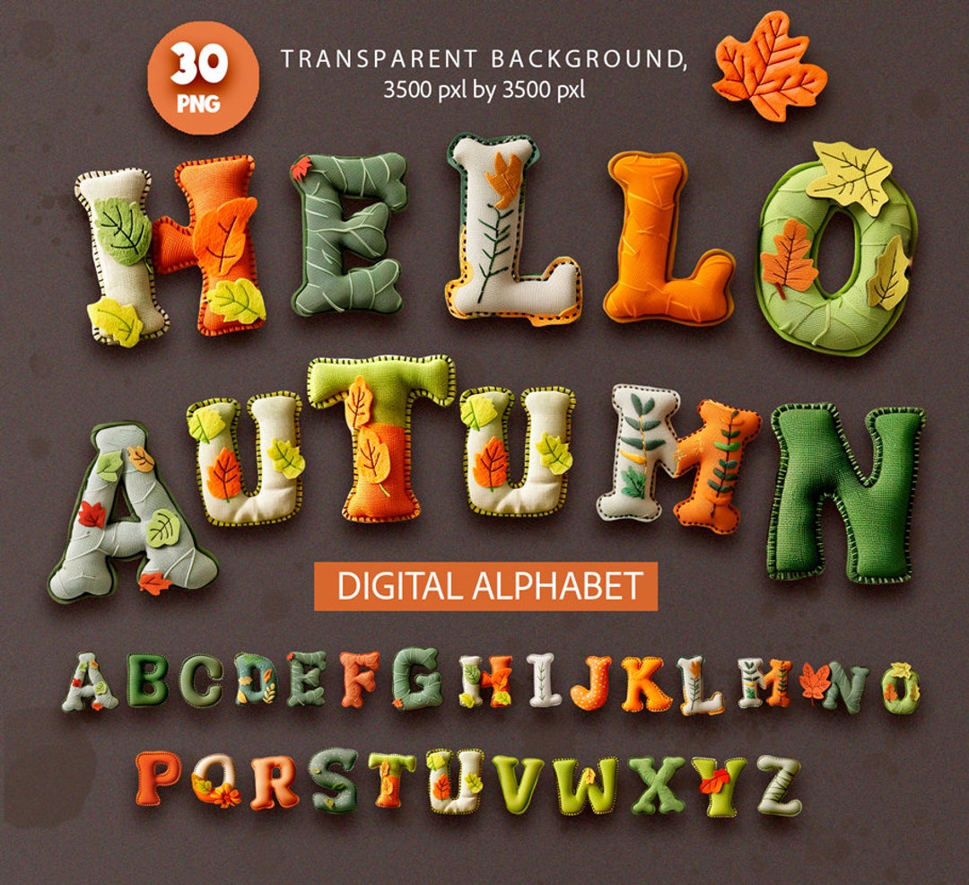Fall Letters Clipart, Autumn Alphabet, Cartoon Letters, DIGITAL ...