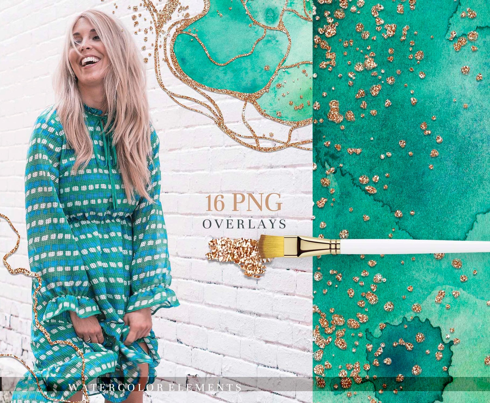 Watercolor Mint Border Overlays Glitter Design Elements - Etsy