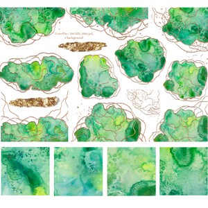 Green & Gold Watercolor Glitter Splash Clipart (digital Download) - Etsy