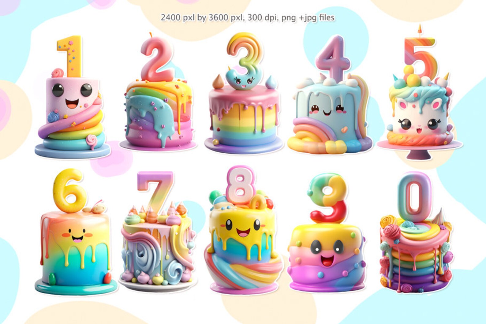 Birthday Numbers Clipart, Sweet Number Png, Rainbow Cake Clipart ...