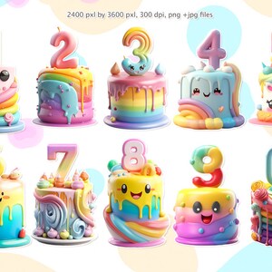 Birthday Numbers Clipart, Sweet Number Png, Rainbow Cake Clipart ...
