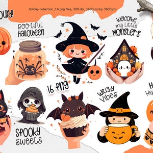 Cute Halloween Clipart, Witch and Pumpkin, Black Cat and Halloween ...