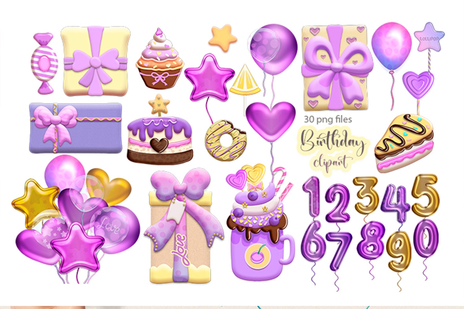 Birthday Party Clipart Birthday Numbers and Gift Box Png - Etsy Australia