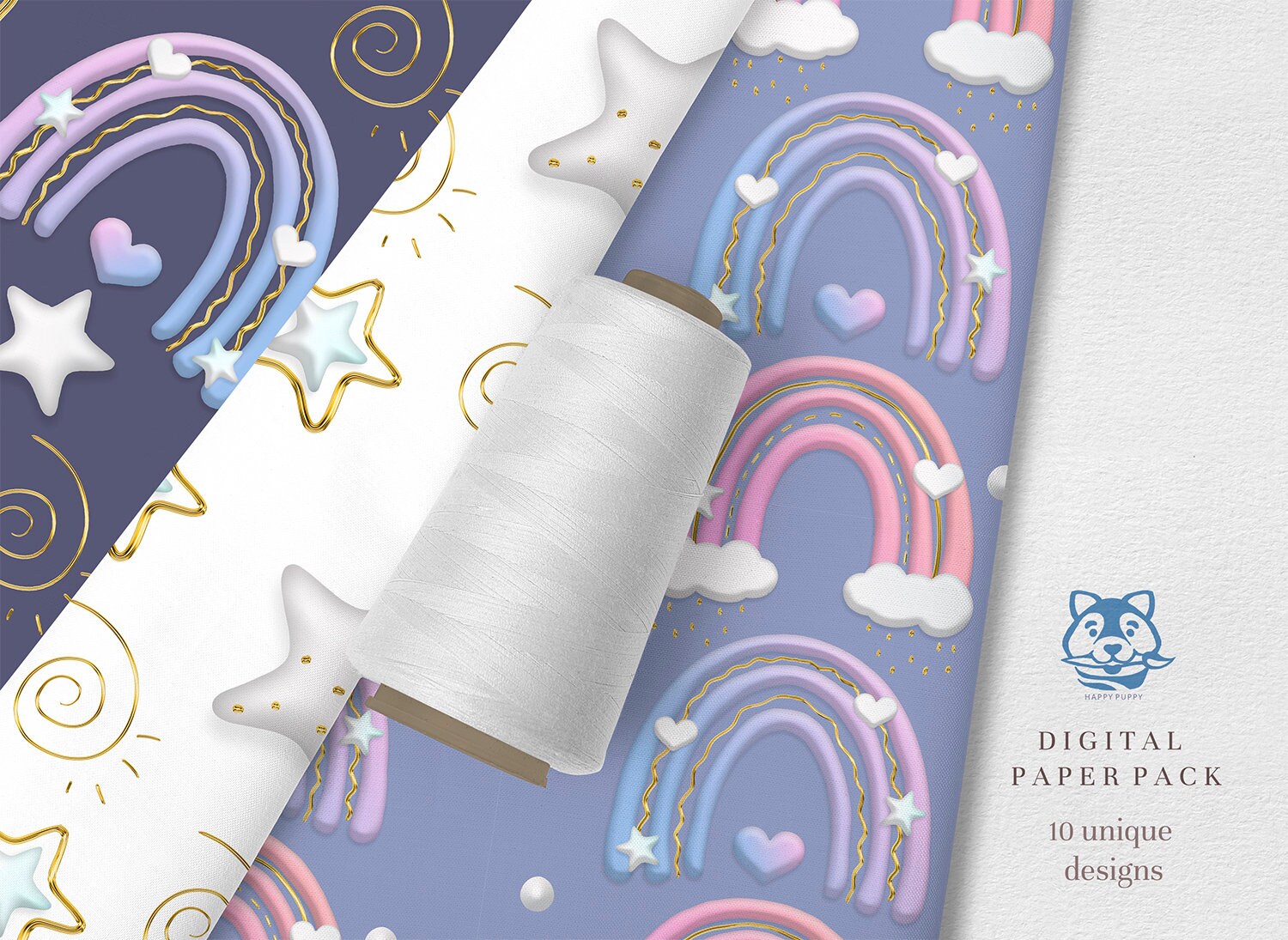 Rainbow Digital Paper Rainbow Colors Digital Paper Pack baby | Etsy