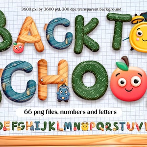 Back to School Clipart, School Alphabet, School Letters and Numbers Png ...