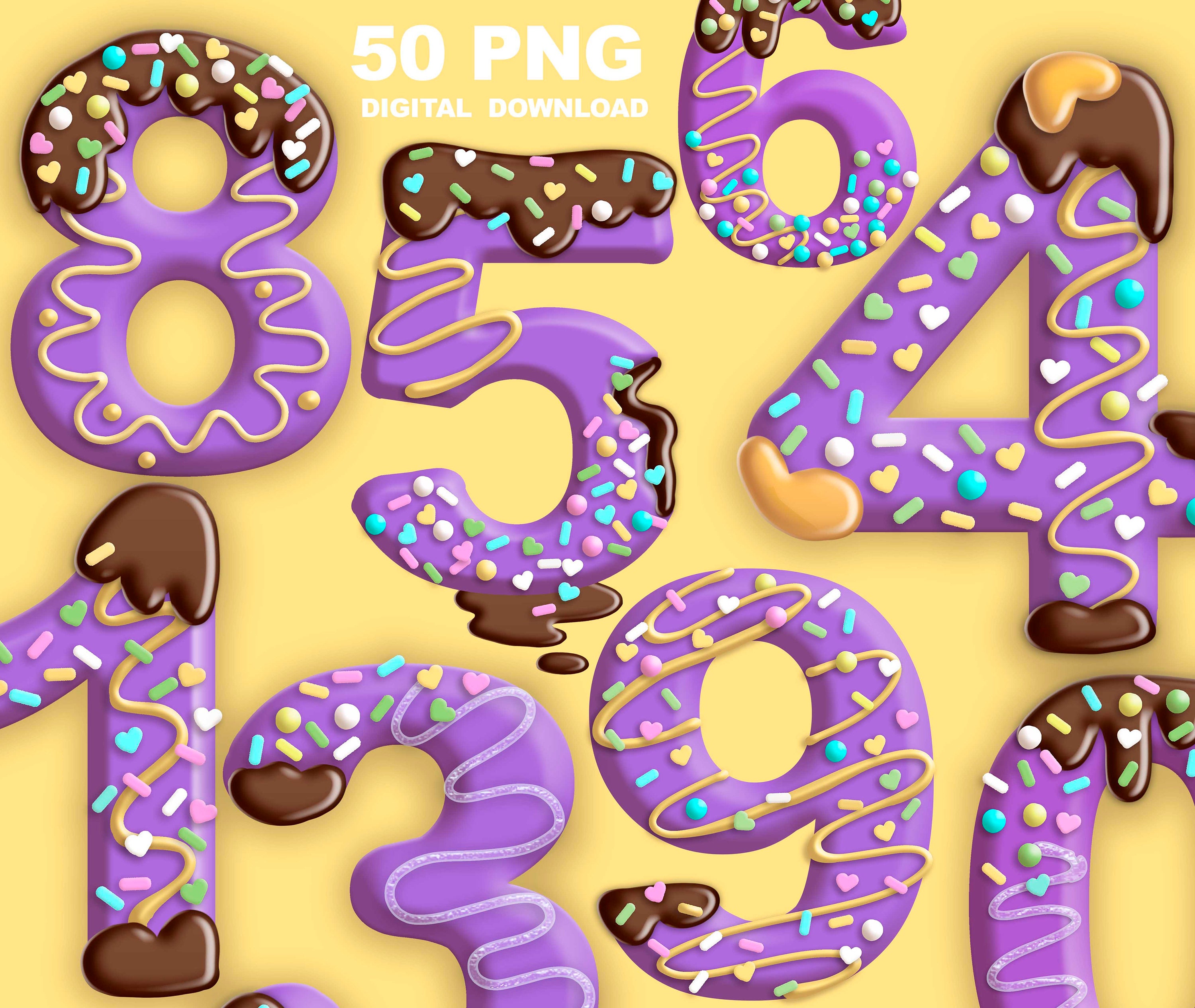 Sweet Numbers Clipart Sprinkles Clip Art Dripping Frosting | Etsy