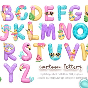 Summer Alphabet, Beach Alphabet Clipart, Digital Download. - Etsy