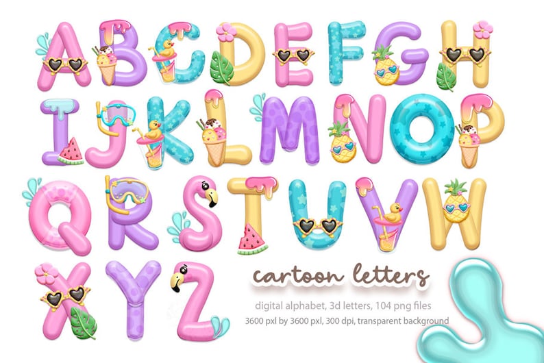 Summer Alphabet, Beach Alphabet Clipart, Digital Download. - Etsy