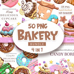 Bakery Bundlebaking Clipart Donut and Cupcakes Png Candy - Etsy
