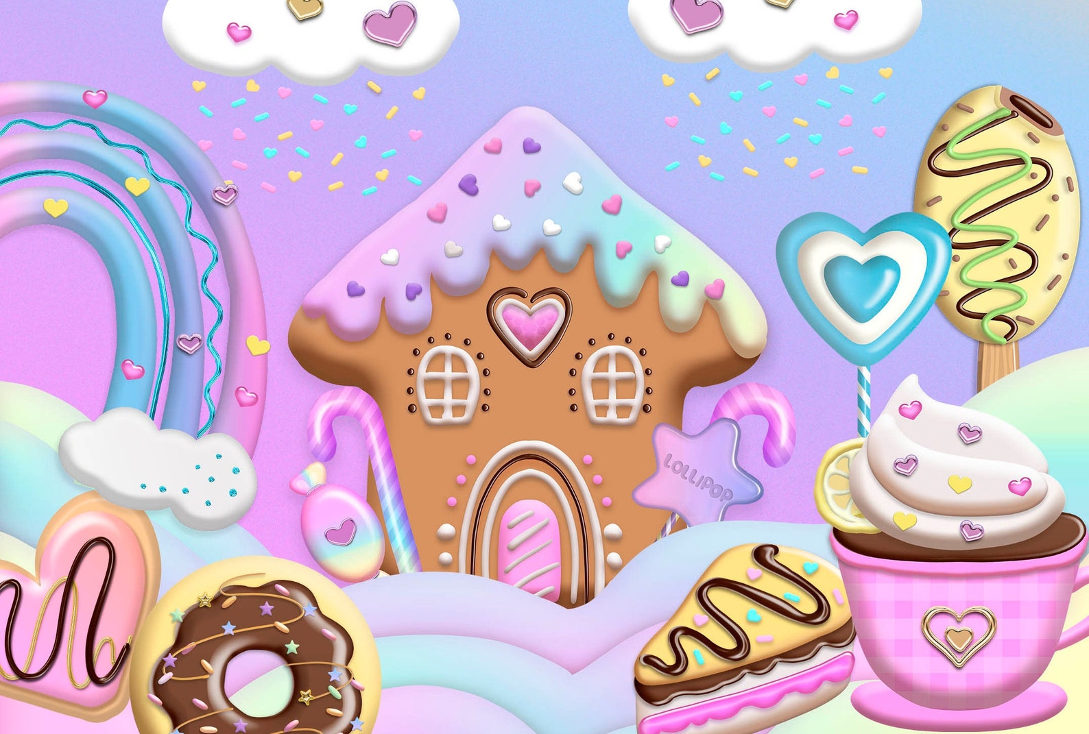 Candyland Clipart Candy and Sweets Png Pastel Sweet Clip - Etsy