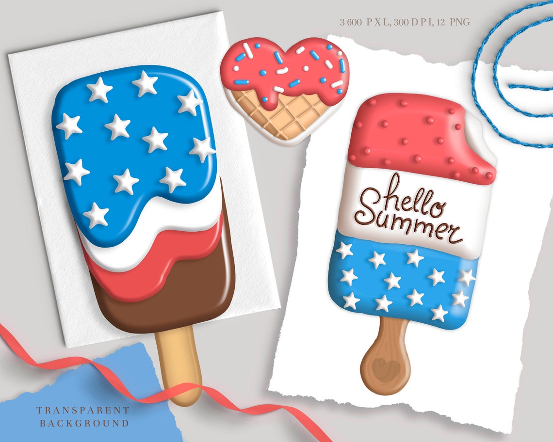 Ice cream clipart Popsicle clip art Patriotic popsicle png | Etsy