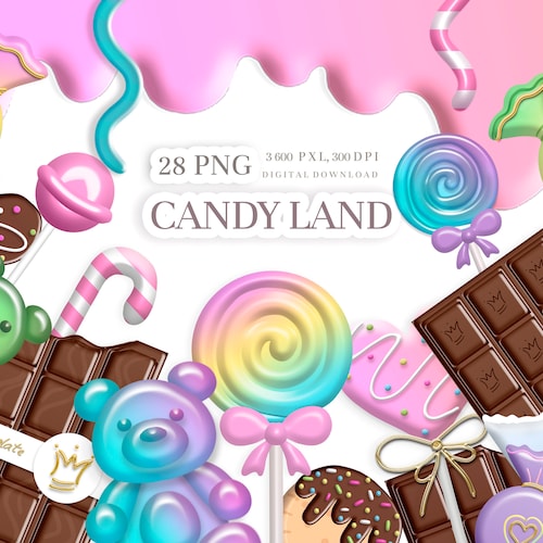 Gummy Bear Clipart Candy Clipart Rainbow Sweets Png Digital - Etsy