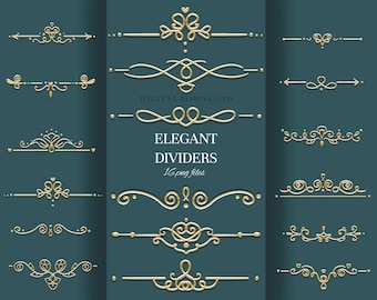 11 Gold Metallic Filigree Text Divider Clip Art Elegant - Etsy