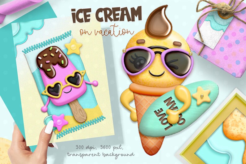Kawaii Ice Cream Clipart Popsicle Clip Art Summer Clip Art - Etsy