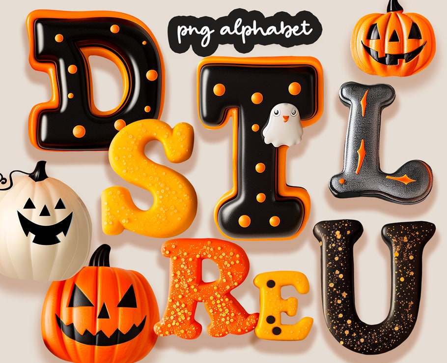 Halloween Alphabet Png, Pumpkin Letters Clipart, Cartoon Alphabet ...