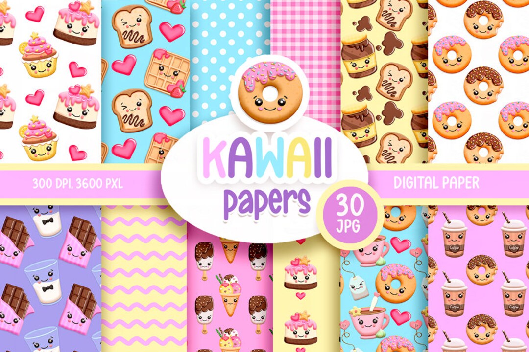 Kawaii Candy Digital Paper, Sweets Clipart, 30 JPG (digital Download ...