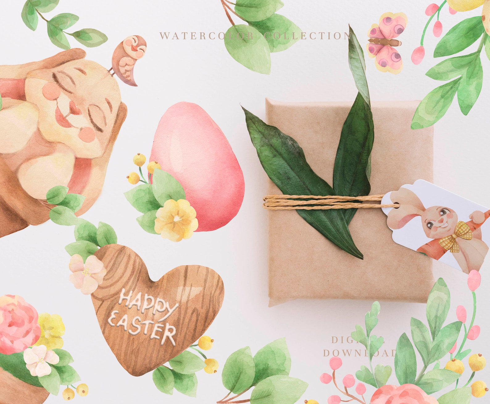 Easter Bunny Png Rabbit Png Watercolor Garden Clipart - Etsy