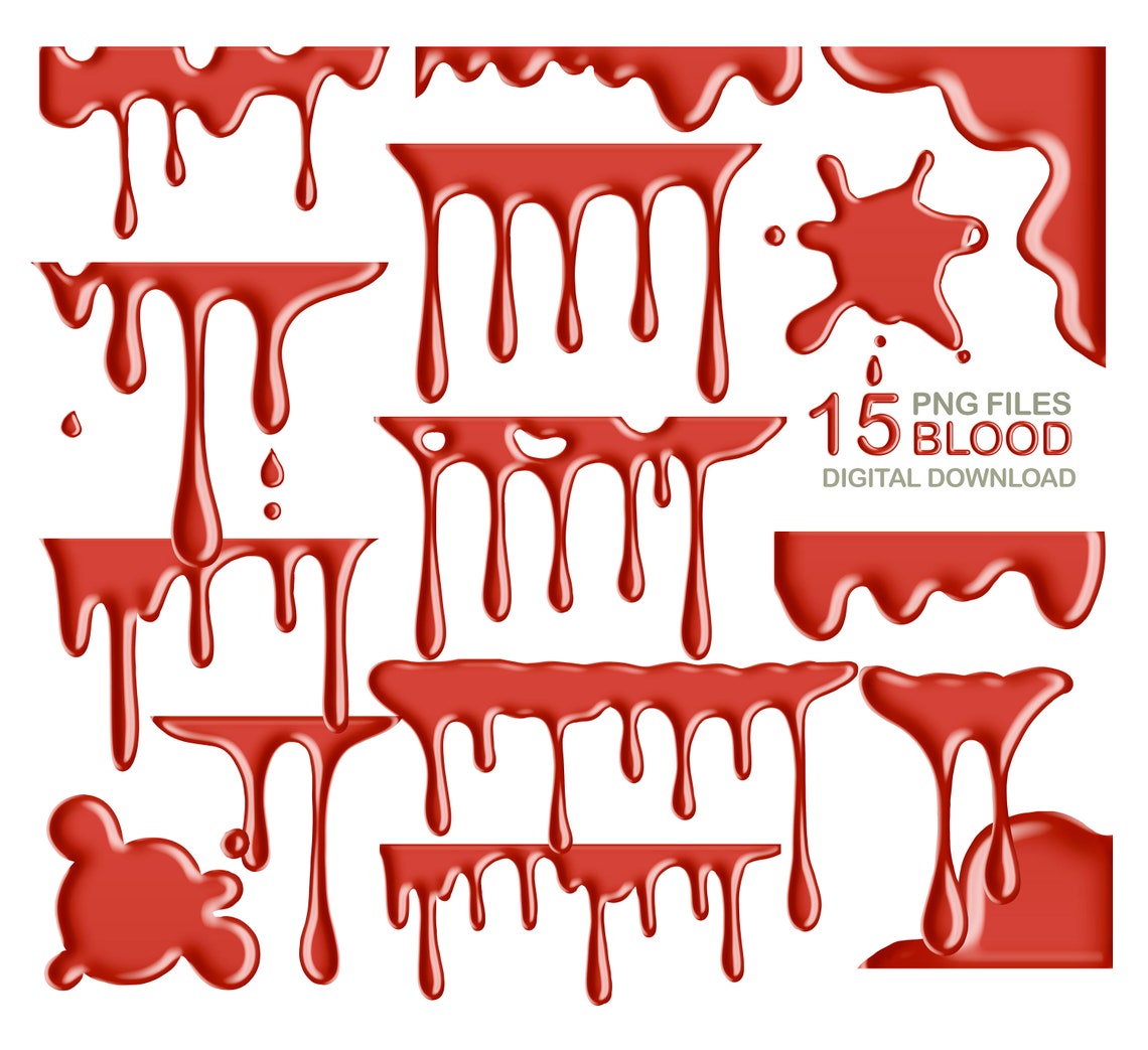 Blood borders clipart blood drip png blood spatter png | Etsy