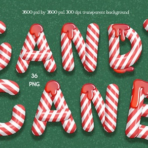 Candy Cane Letters Clipart, Christmas Letters Png, Sweet Numbers Png ...