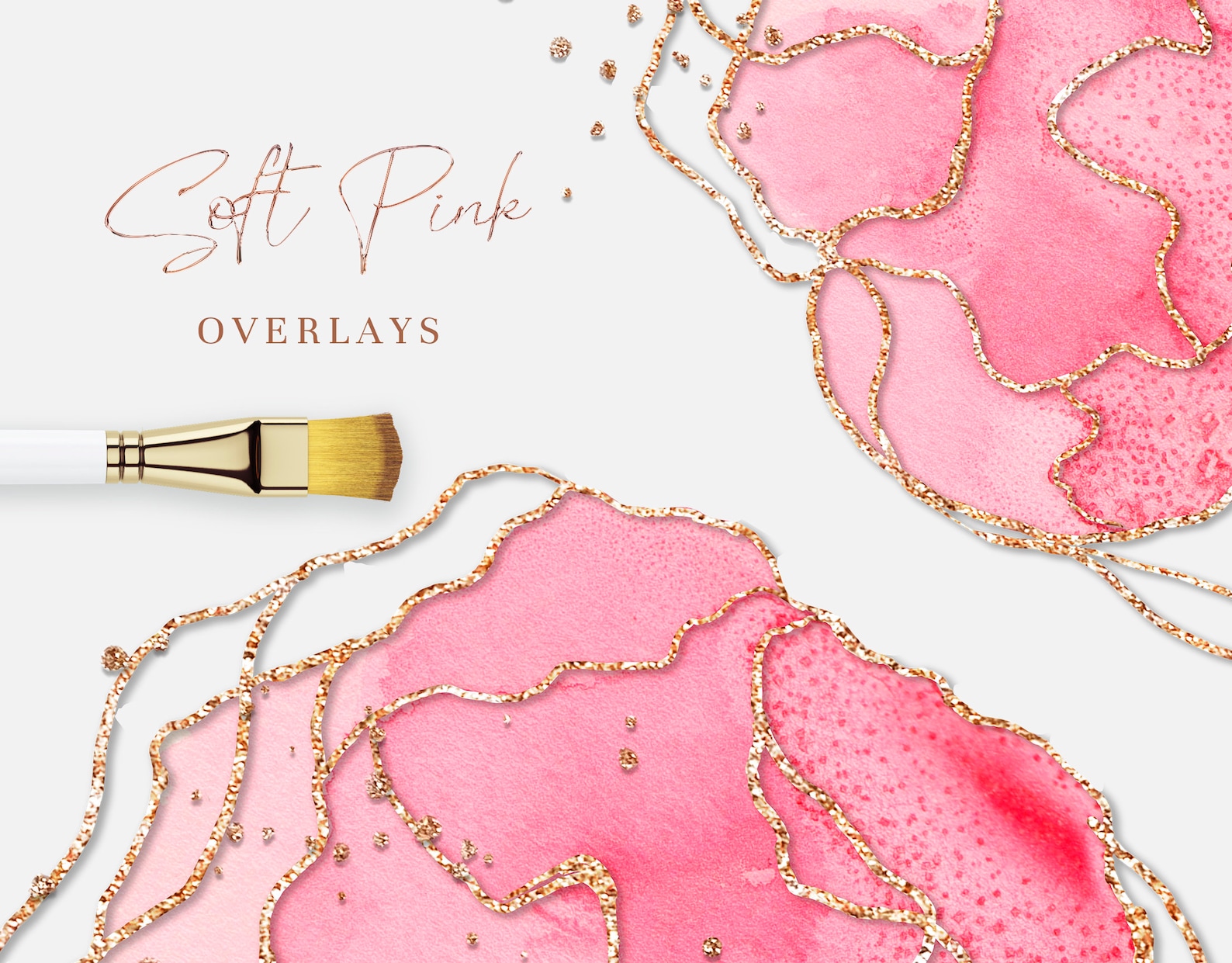 Watercolor pink splashes clipart glitter border clipart | Etsy