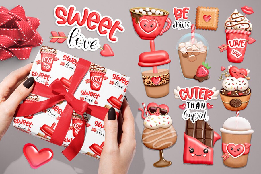 Valentine Clipart Valentines Day Clipart Valentine Coffee - Etsy