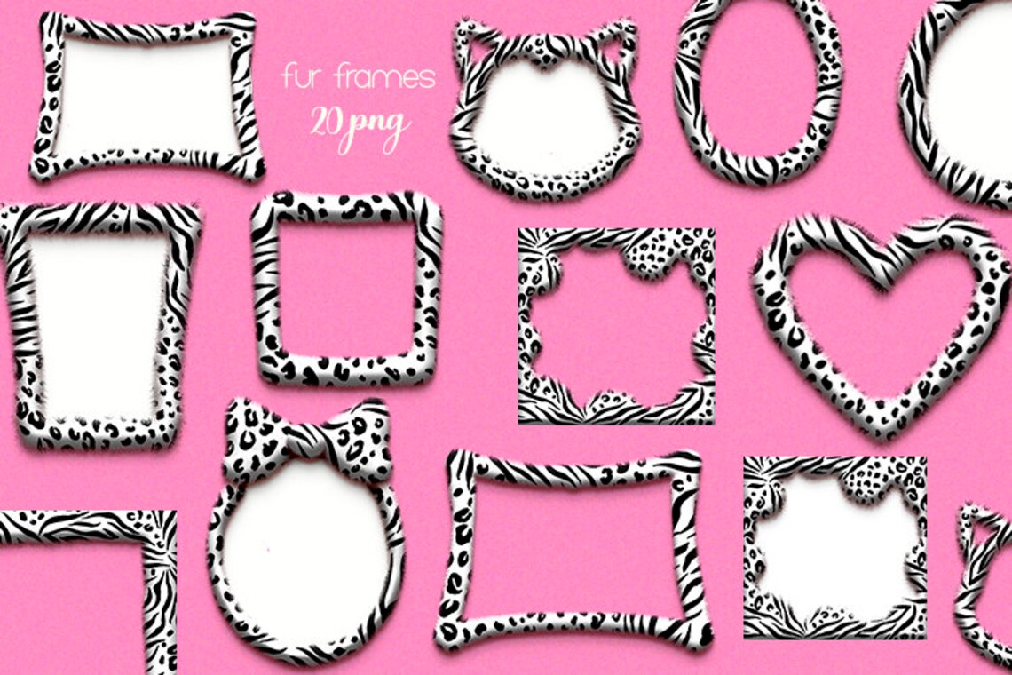 Fashion Frame Clipart Zebra Frames Png Zebra Print Clipart | Etsy