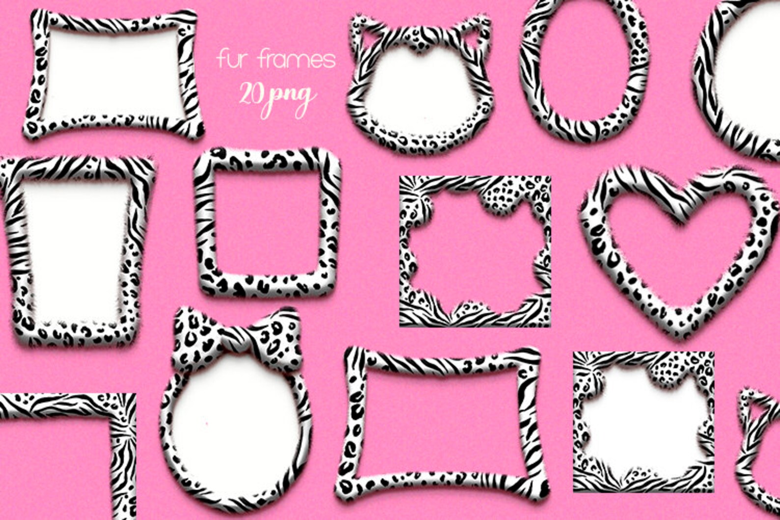 Fashion Frame Clipart Zebra Frames Png Zebra Print Clipart | Etsy