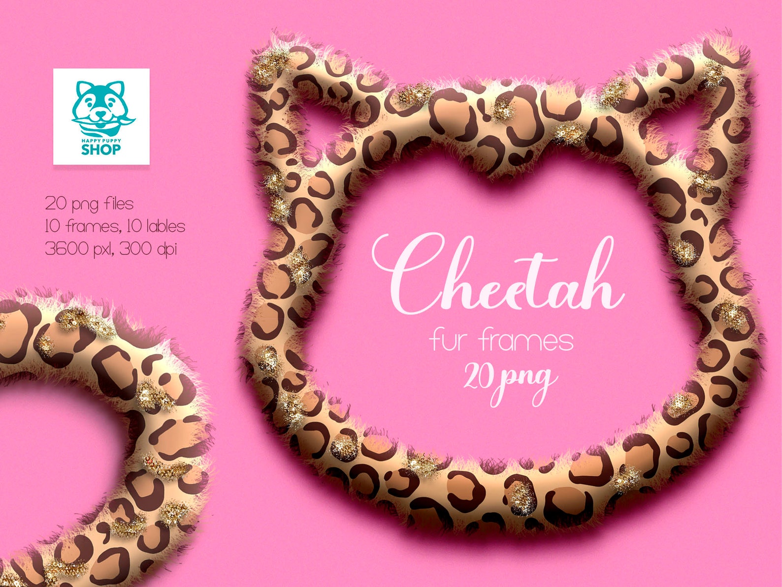 Leopard Frame Clipart Cheetah Frames Png Digital Frame - Etsy