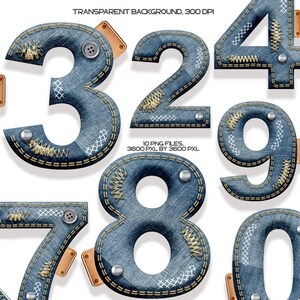 Denim Numbers Png, Jeans Alphabet Clipart, 3d Numbers Png, DIGITAL ...