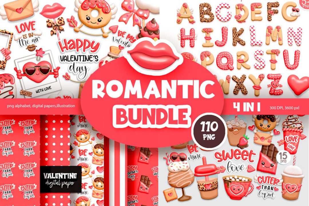 Valentine Clipart, Valentines Day Clipart, Valentine's Bundle , Sweet ...