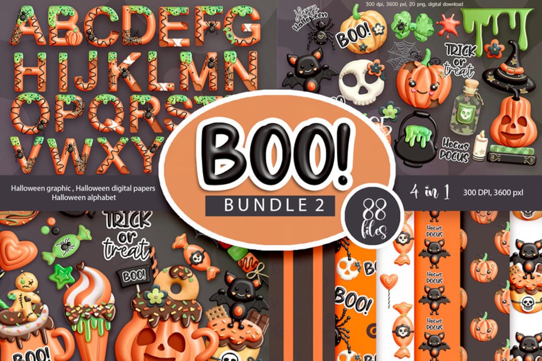 Happy Halloween Png, Cute Halloween Bundle, Pumpkin Clipart, Halloween ...