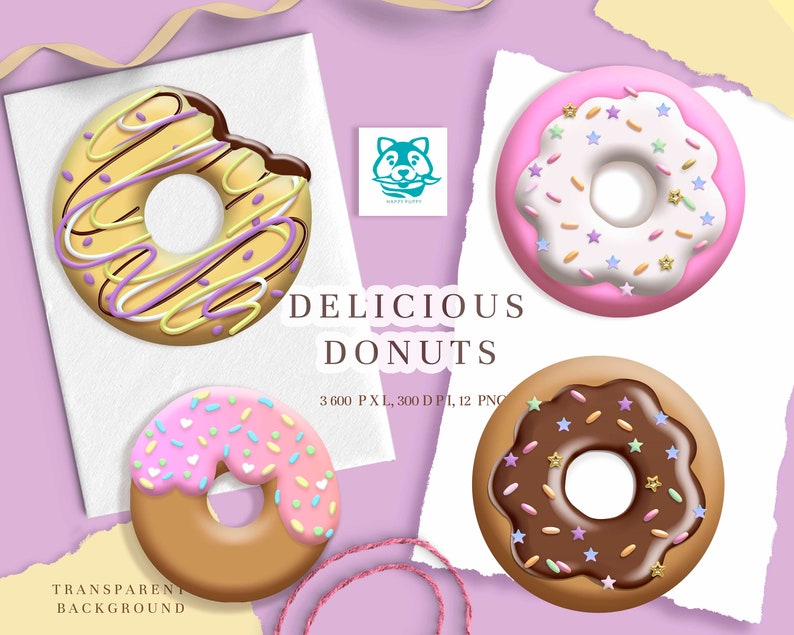 Baking Clipart Rainbow Donuts Clip Art Donut Png Sprinkles | Etsy