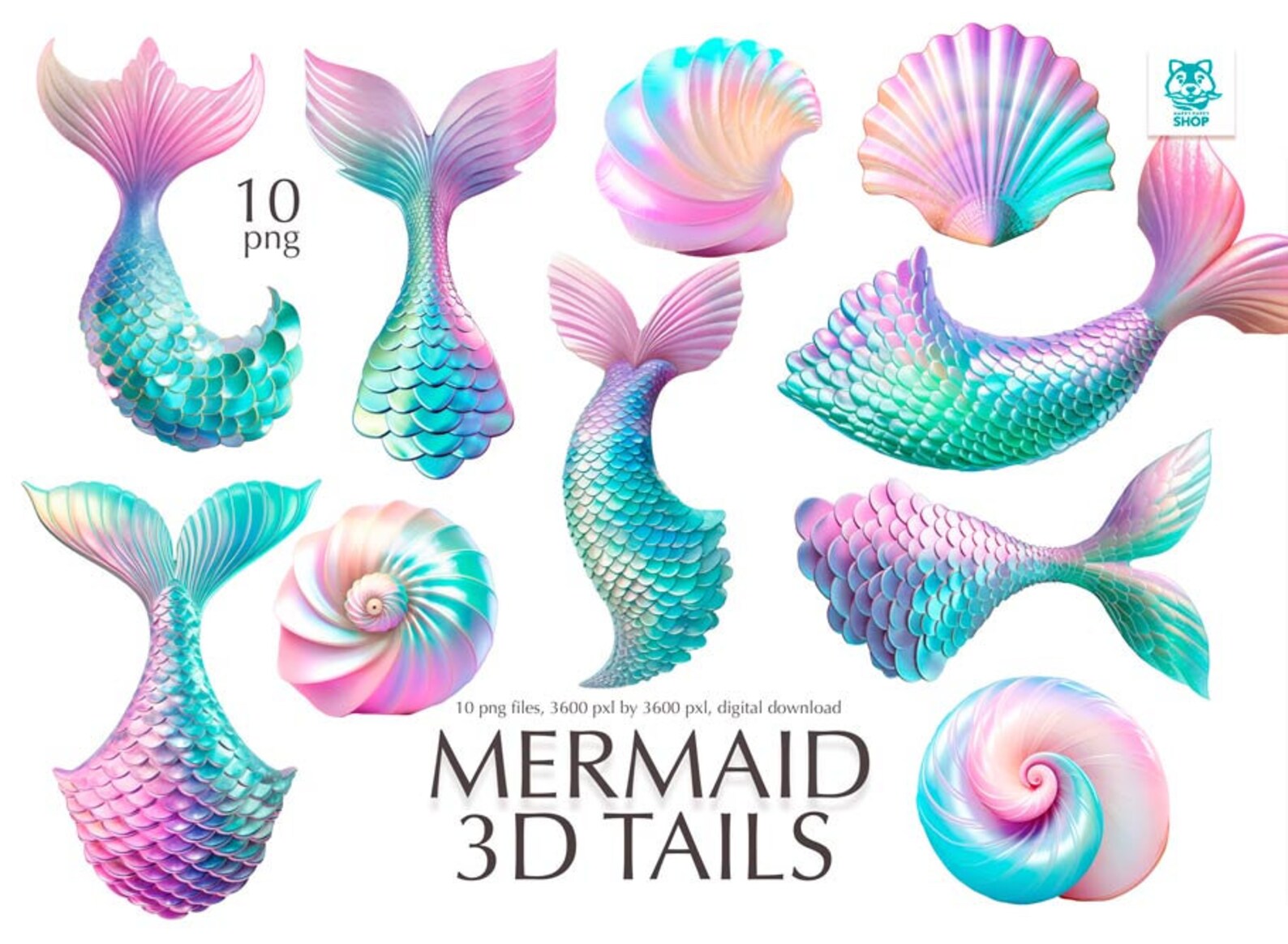 Little Mermaid Tails Clipart , Shells Png, DIGITAL DOWNLOAD - Etsy