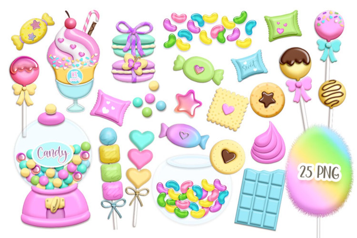 Candy Clipart Candyland and Sweets Png Gumball Machine Cake - Etsy