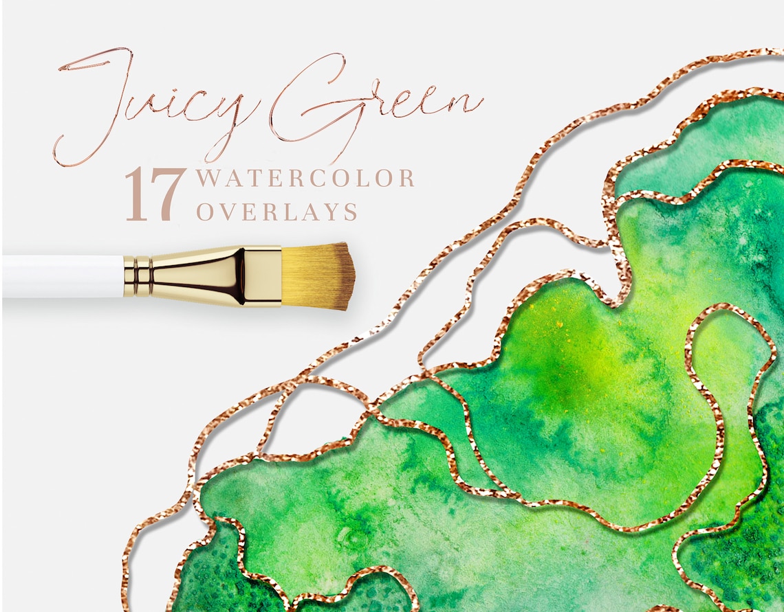 Green Splashes Clipart Glitter Border Clipart Watercolor | Etsy