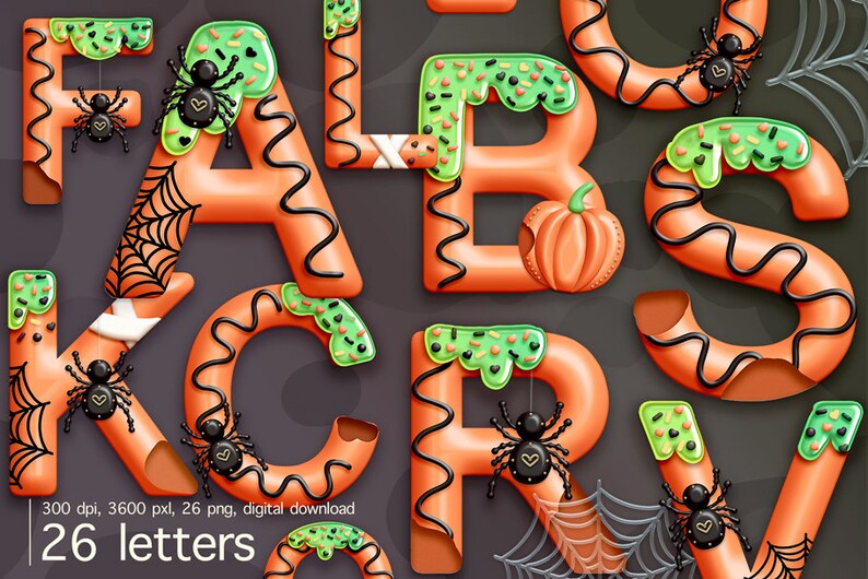 Halloween Letters Png Sweets Letters Clipart Halloween - Etsy