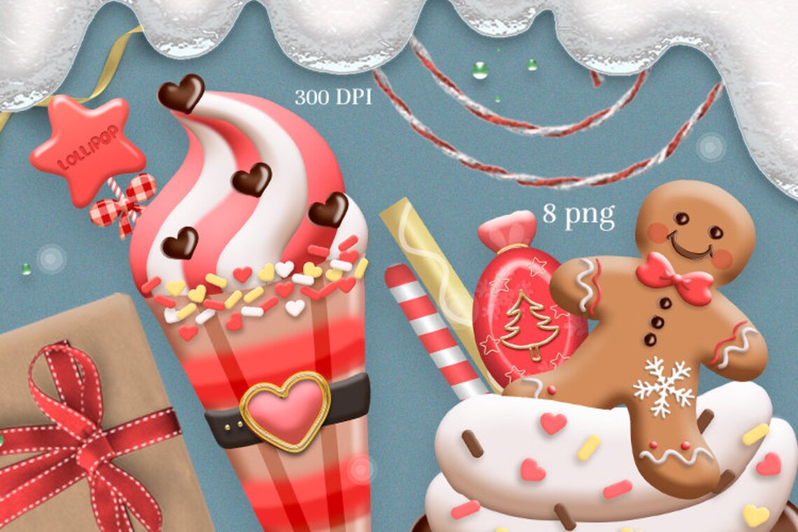 Christmas Milkshake Clipart Christmas Sweets Clip Art Hot - Etsy